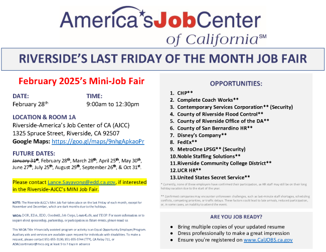 Riverside Job Fair | Riverside County Workforce Development